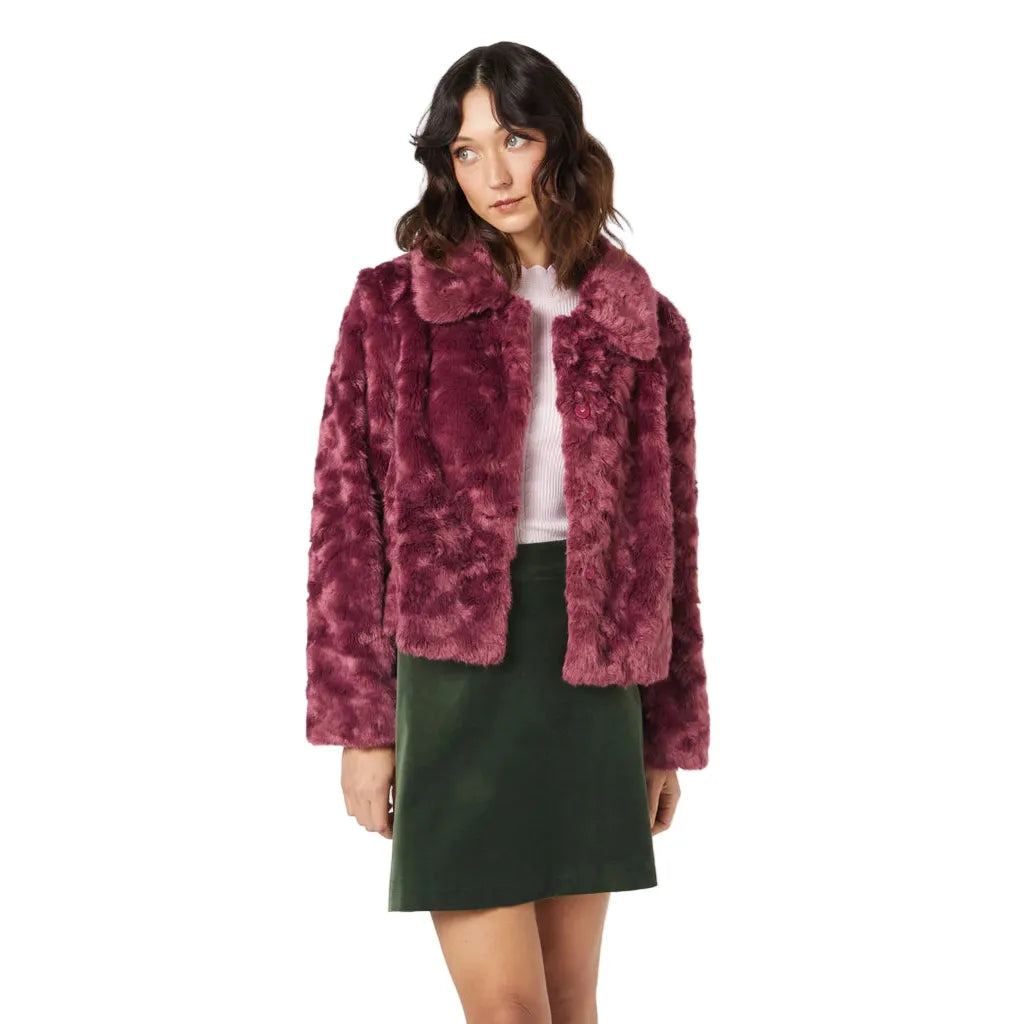 Tessa Faux Fur Coat in Plum – SPERO PARK